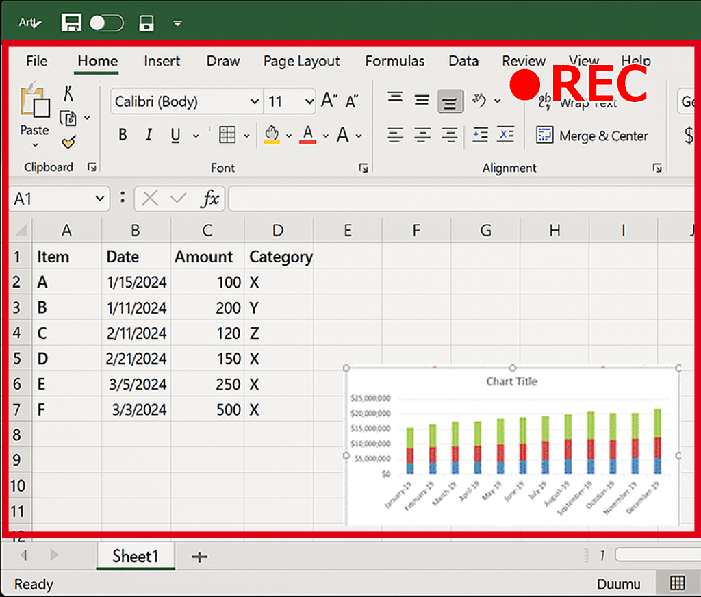 Excel 畫面錄影 - Bandicam 錄製 Excel 操作步驟